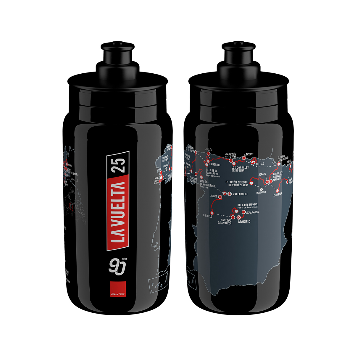 Elite Bidons fly teams 2025 vuelta, black map 550ml | 7.89 € - Culture Vélo